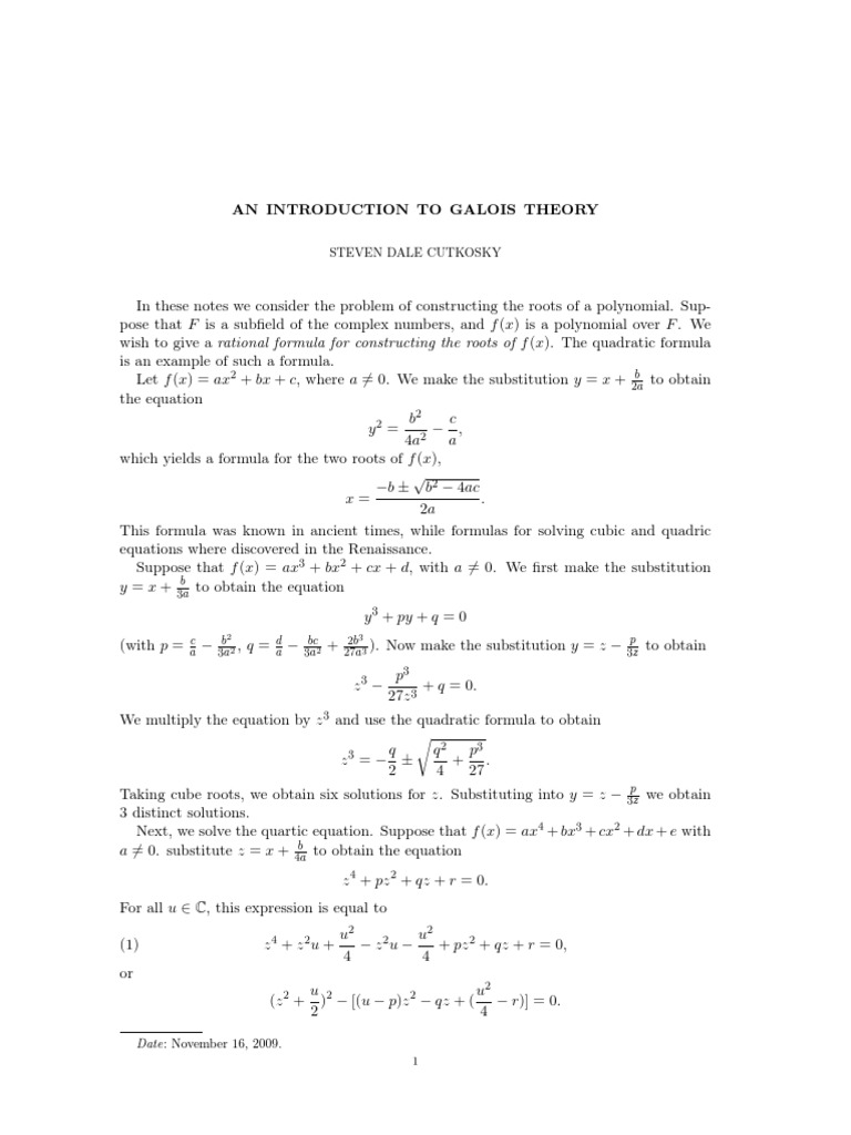 Galois Theory | PDF | Field (Mathematics) | Ring (Mathematics)