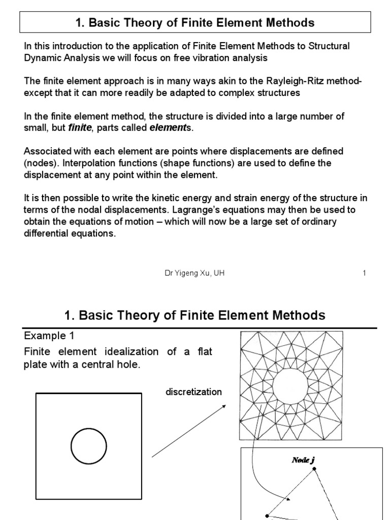 Basic Theory of Finite Element Methods: DR Yigeng Xu, UH 1 | PDF ...