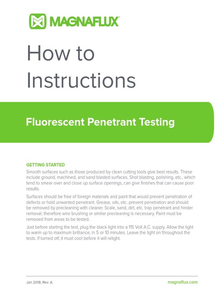 How To Do Fluorescent Penetrant Testing | PDF | Building Materials ...