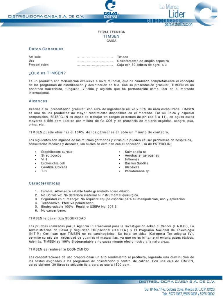 Ficha Timsen | PDF | Toxicidad | Agua