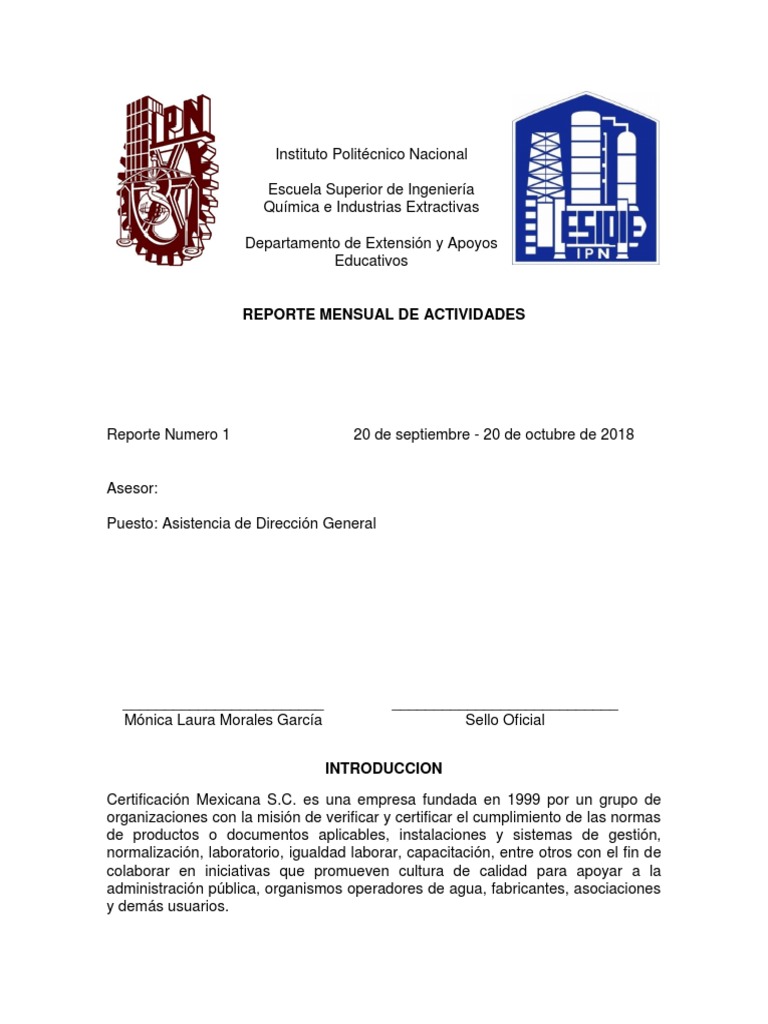 Reporte Mensual I | PDF | Laboratorios | Calidad (comercial)