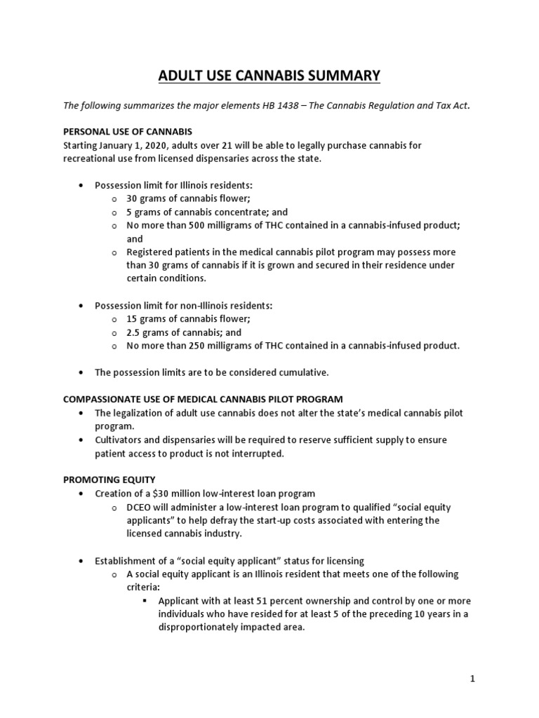Summary of HB 1438 - The Cannabis Regulation and Tax Act | PDF ...