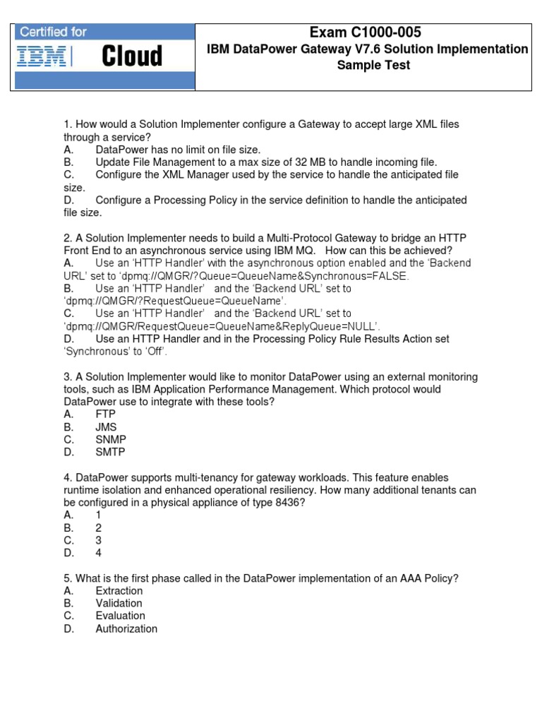 Ibm Datapower Gateway V7.6 Solution Implementation Sample Test | PDF ...