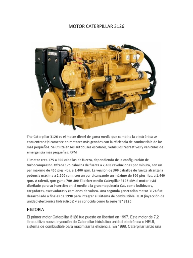 Motor Caterpillar 3126 | Motor diesel | Esfuerzo de torsión