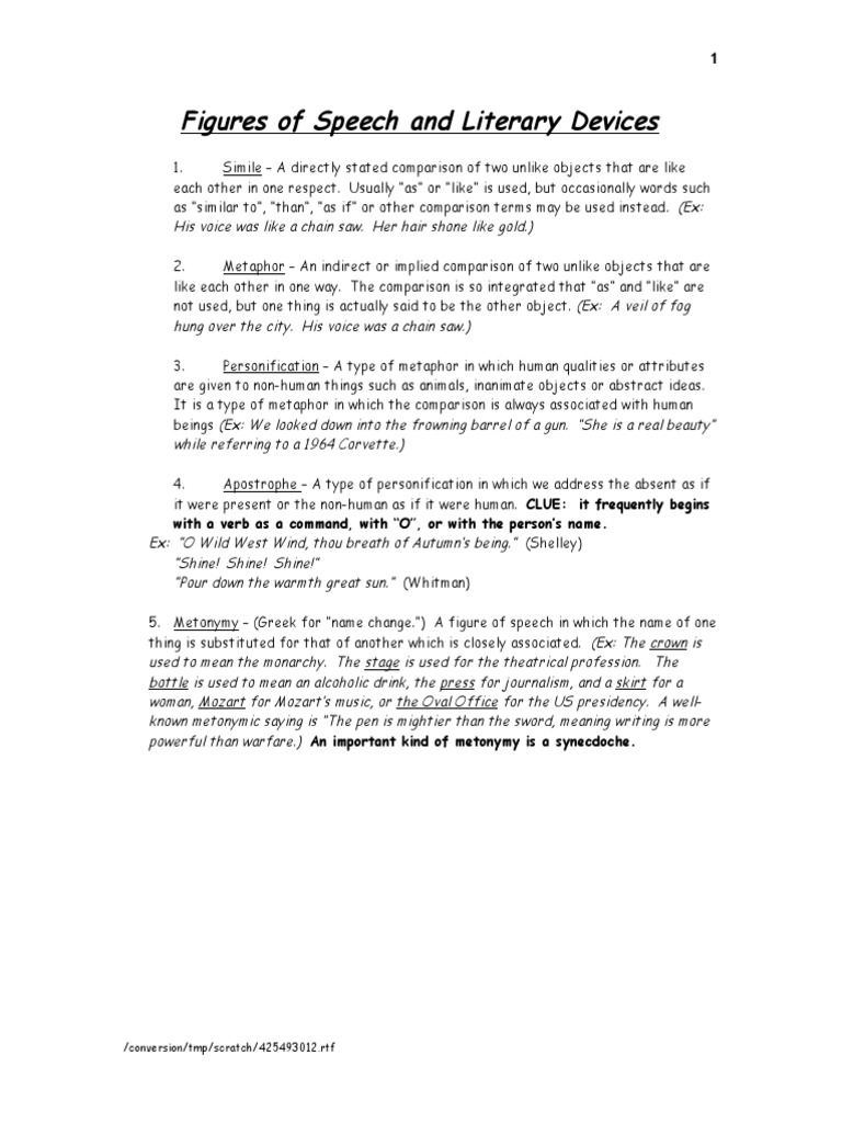 Figures of Speech and Literary Devices | PDF | Metaphor | Semiotics