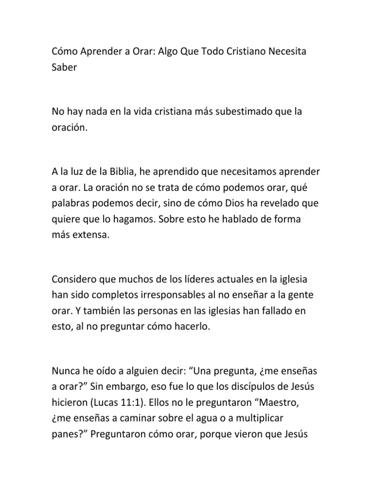 Cómo Aprender A Orar | PDF | Oración | Dios