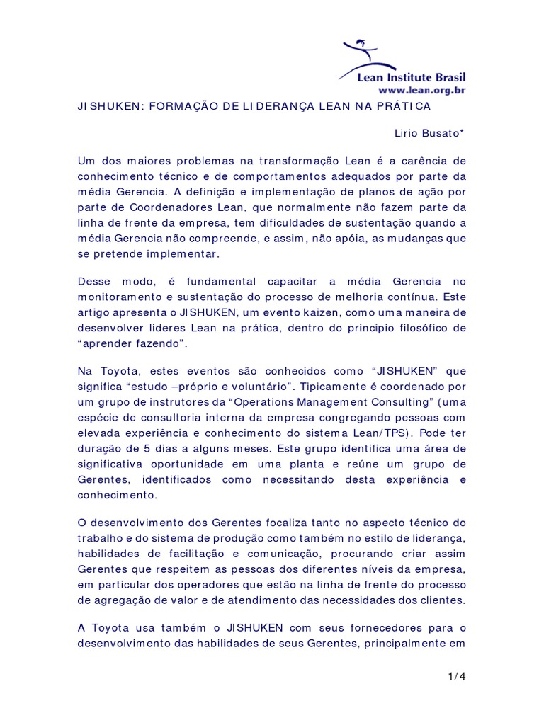 Jishuken | PDF | Desenvolvimento profissional | Fabricação e Engenharia