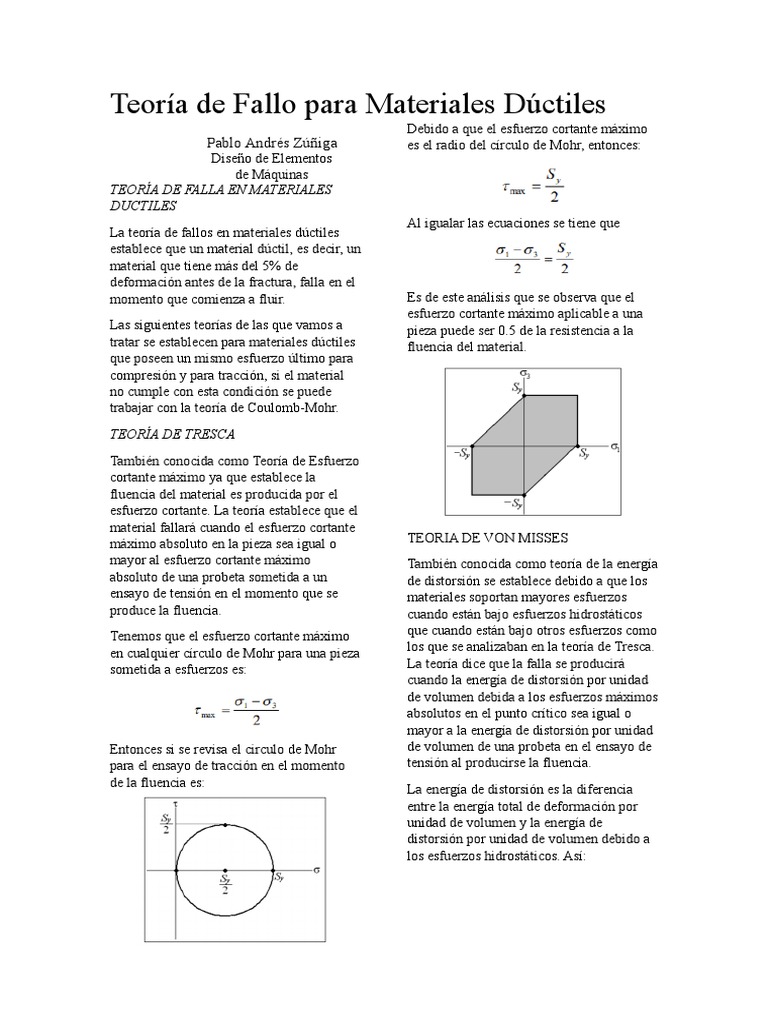 Teoría de Fallo para Materiales Dúctiles | PDF | Rendimiento ...