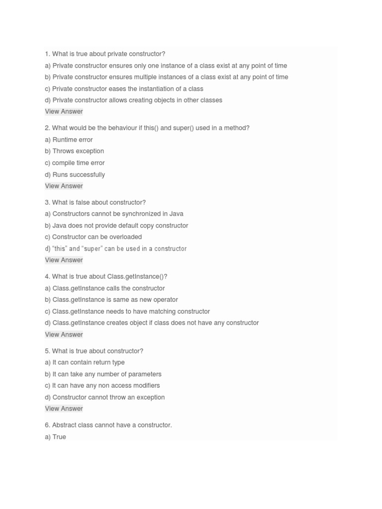 Java Mcqs Pdf Inheritance Object Oriented Programming Constructor Object Oriented 