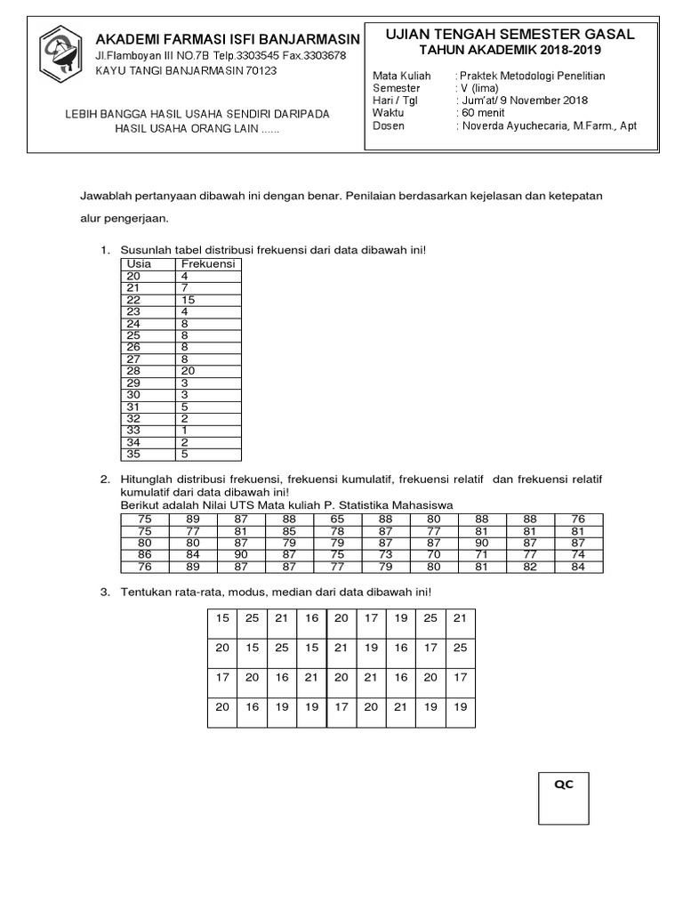 Soal Statistik Dan Soal Metopen | PDF
