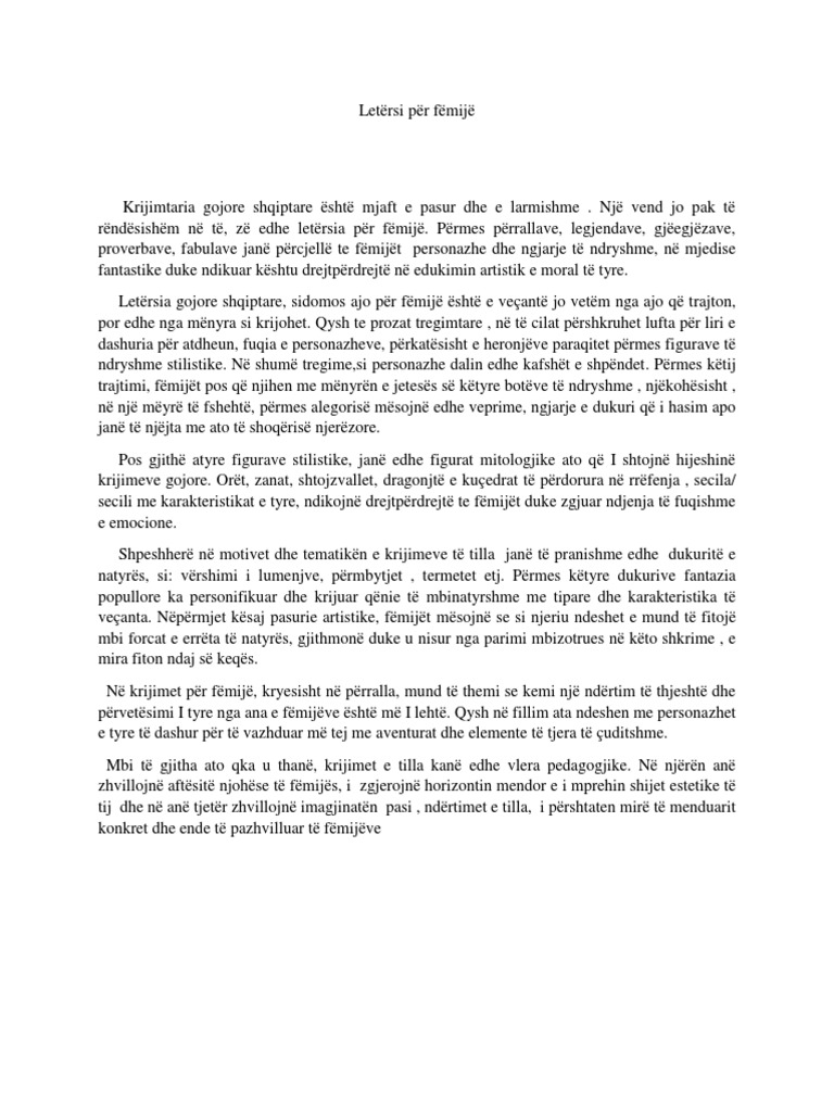 Letërsi Për Fëmijë | PDF