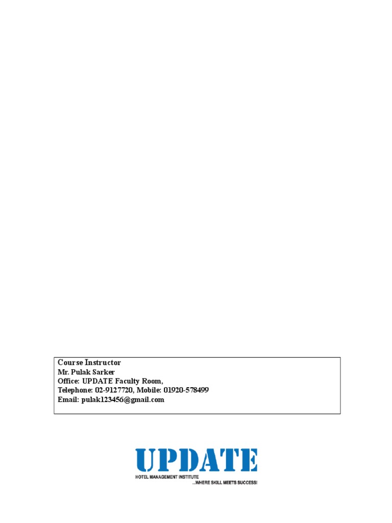 Housekeeping Course Overview and Schedule | PDF | Housekeeping | Lecture