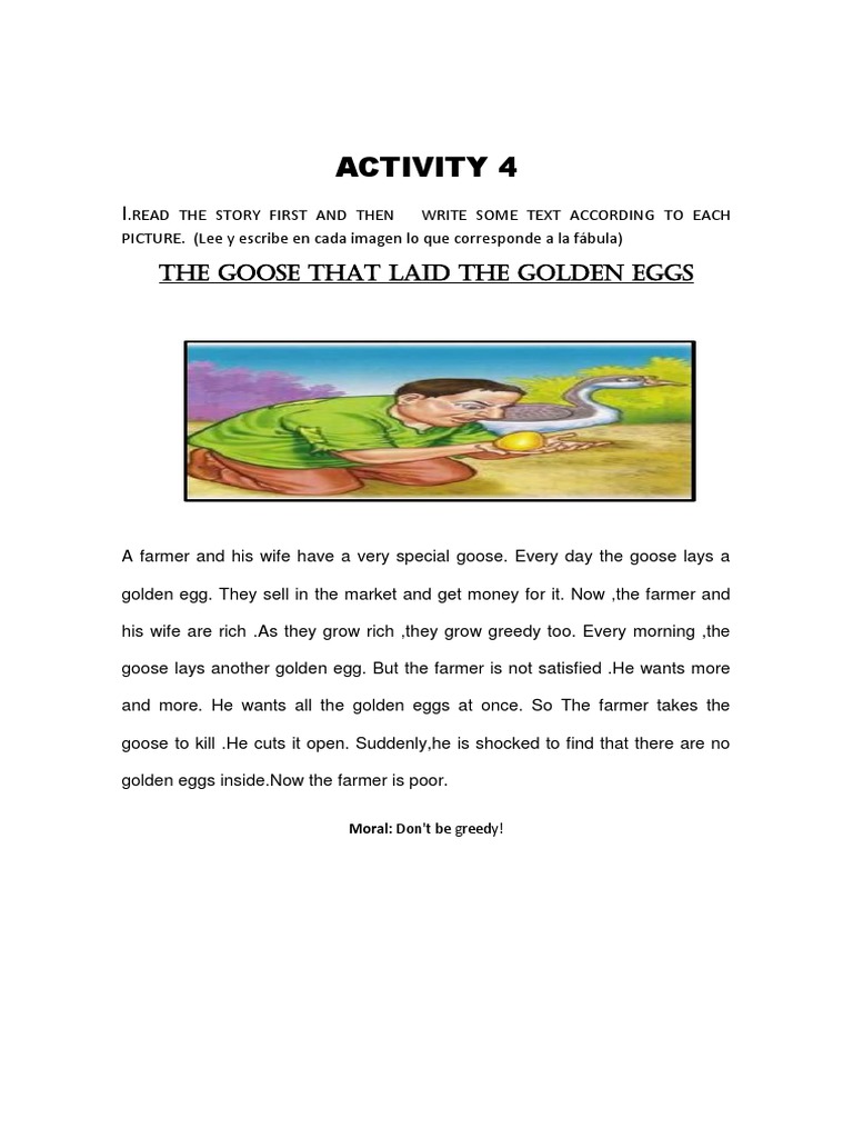 Activity 4: I The Goose That Laid The Golden Eggs | PDF | Cooking, Food ...