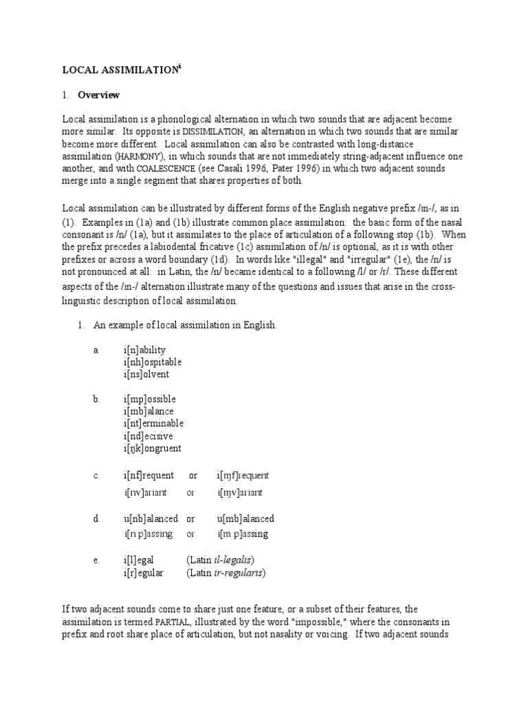 Local Assimilation in Phonology | PDF | Tone (Linguistics) | Syllable