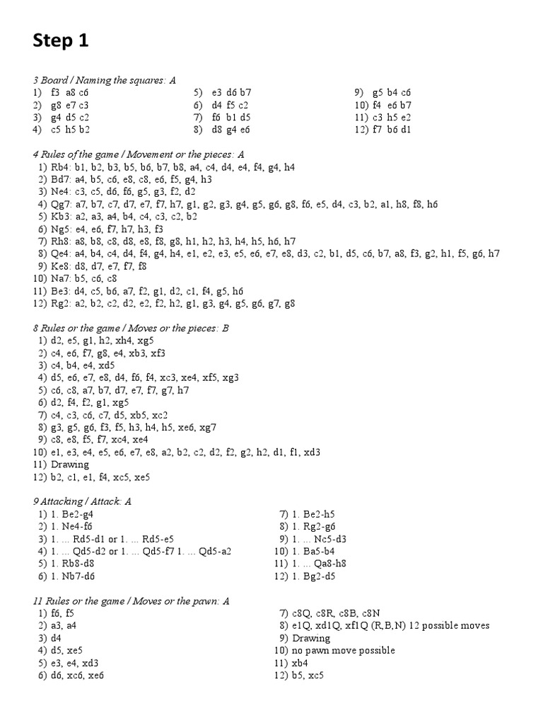 Step 1: 3 Board / Naming The Squares: A | PDF | Chess | Chess Theory