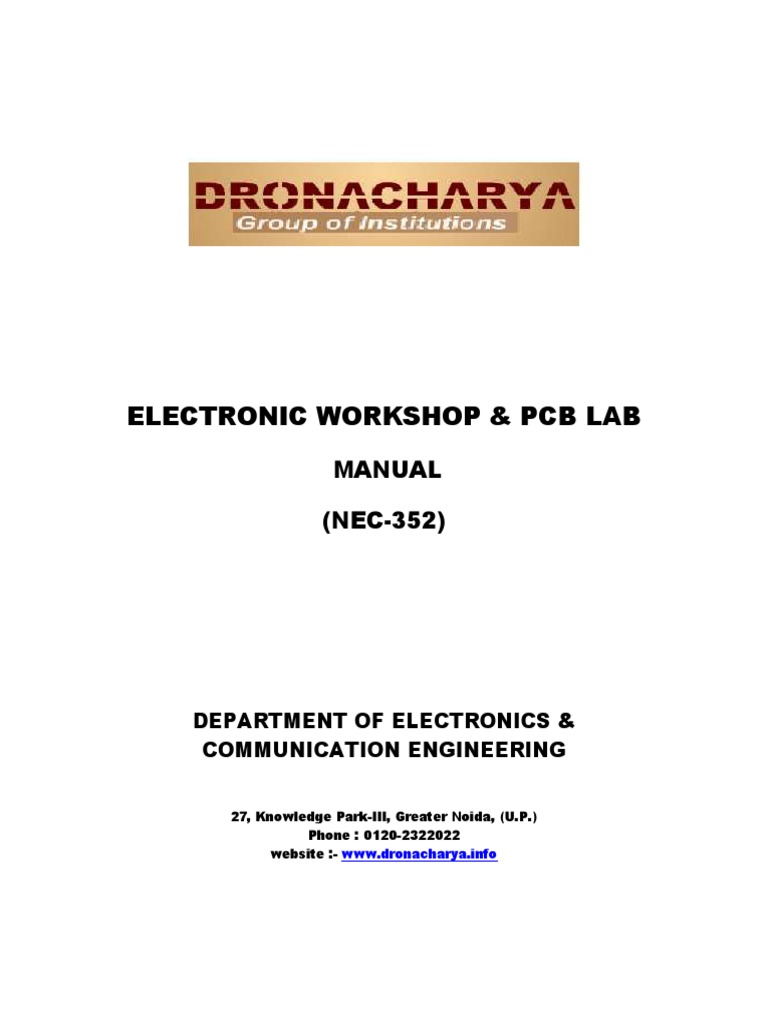 Electronic Workshop & PCB Lab: Manual (NEC-352) | Download Free PDF | Printed Circuit Board ...