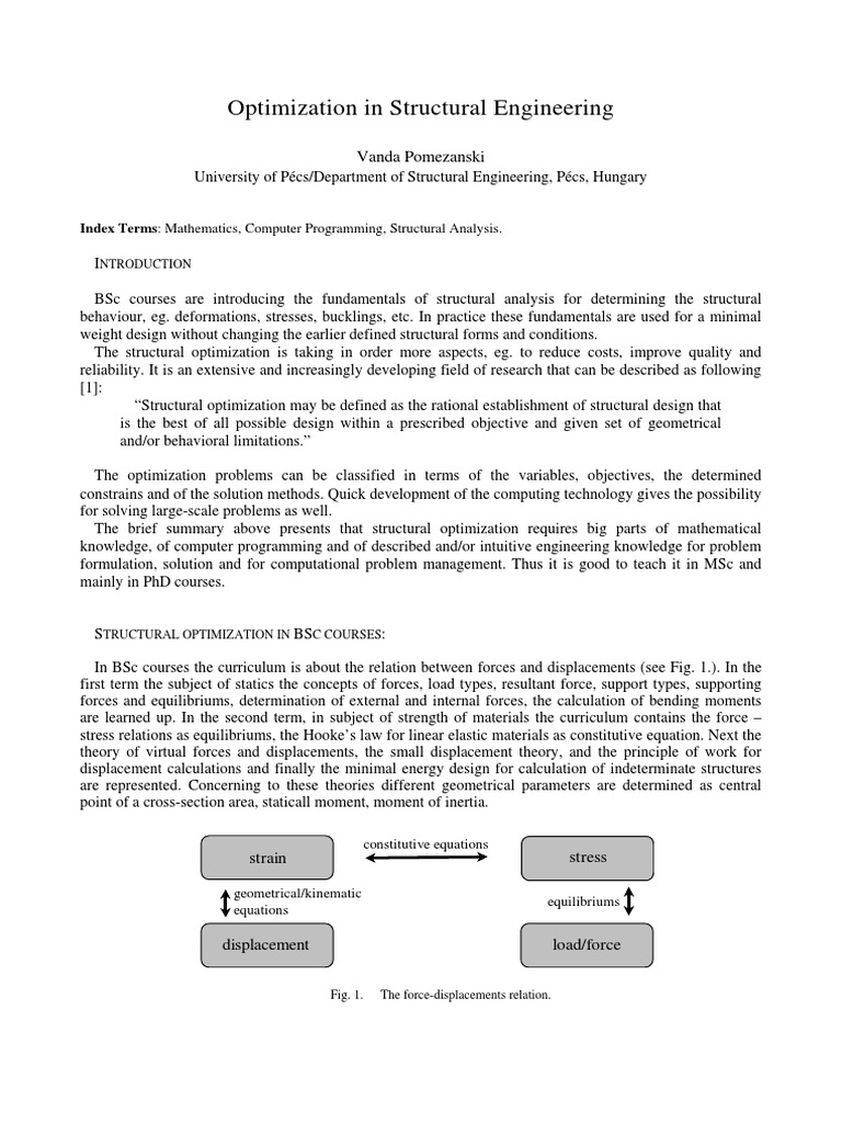 Optimization in Structural Engineering | Download Free PDF | Structural Analysis | Mathematical ...