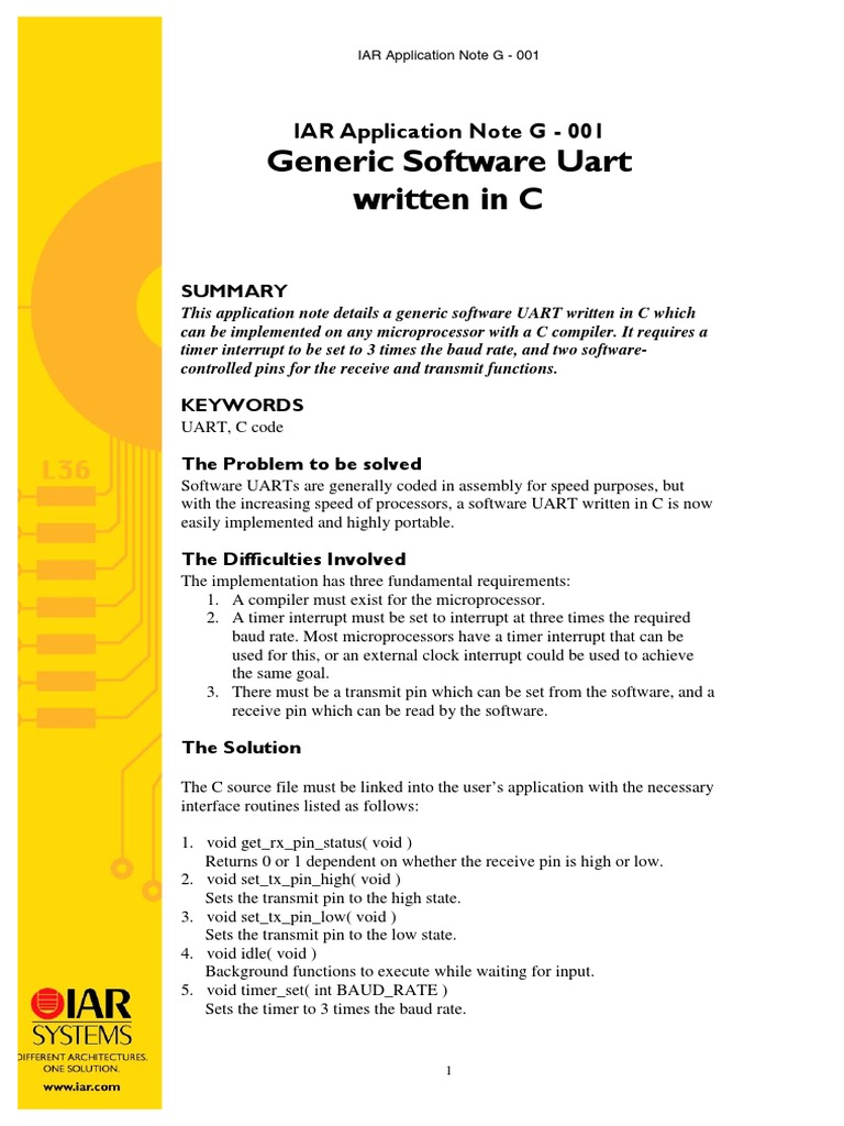 Generic Software Uart Written in C: IAR Application Note G - 001 | Download Free PDF | C ...