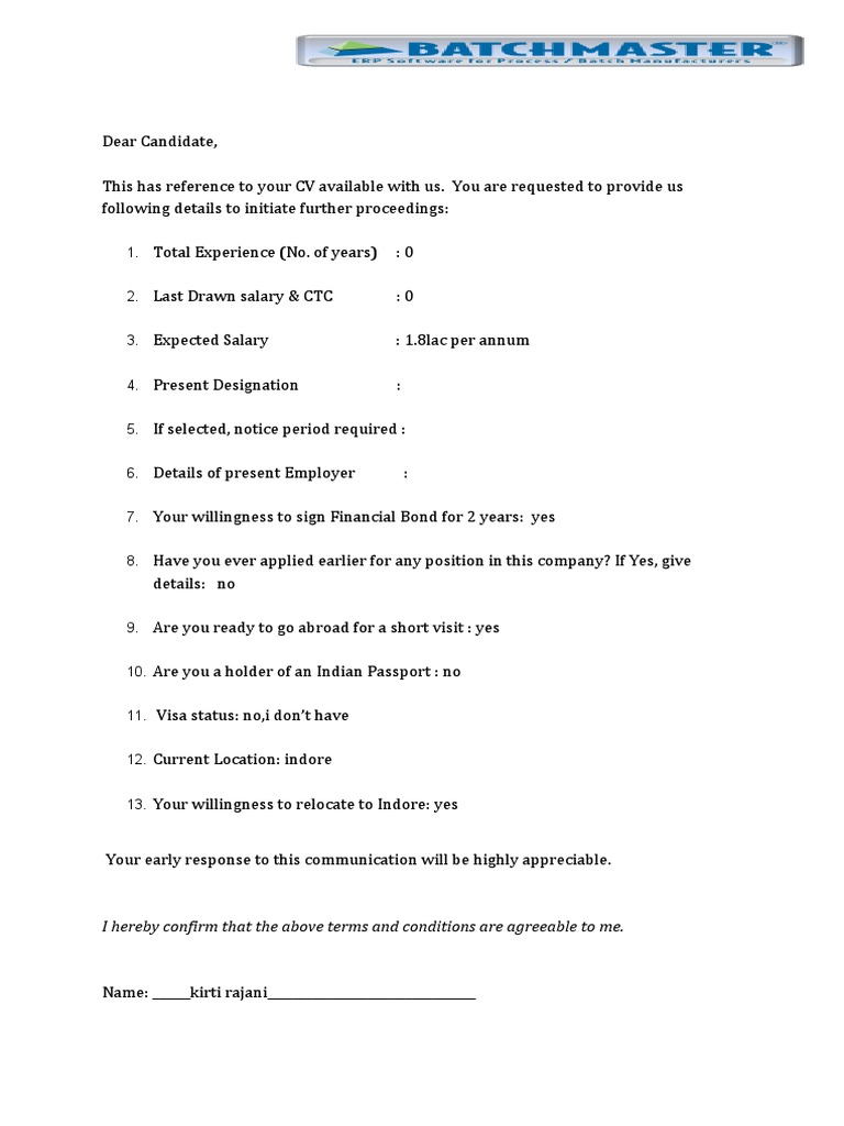 Job Application Details Request | PDF