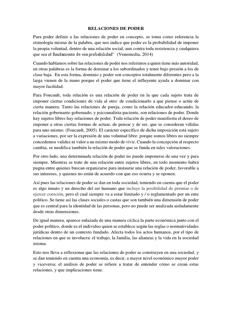 Relaciones de Poder | PDF | Poder (social y político) | Ciencias Políticas