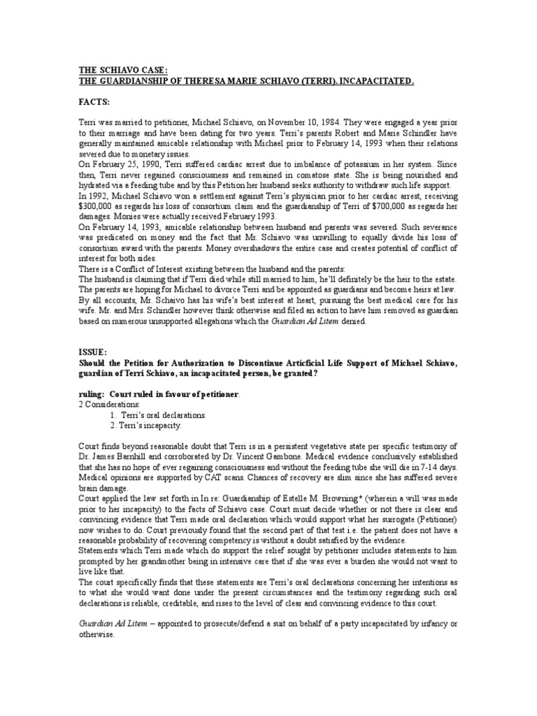 2) Terry Schiavo Case | PDF | Legal Guardian | Common Law