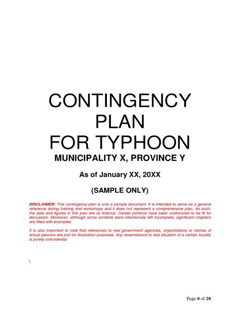 Typhoon Contingency Plan Sample | PDF | Tropical Cyclones | Flood