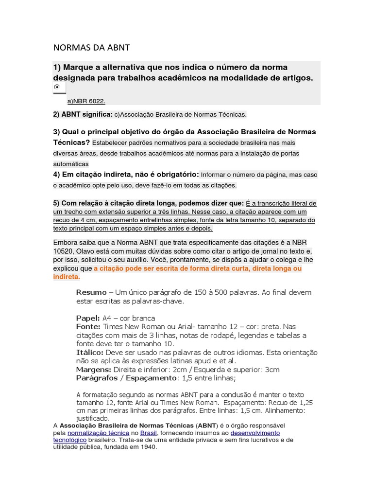 Normas Da Abnt NORMAS ABNT | Guia De Formatação De Trabalho