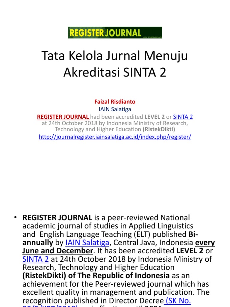 Tata Kelola Jurnal Menuju Akreditasi SINTA 2 | PDF | Citation | Cognitive Science