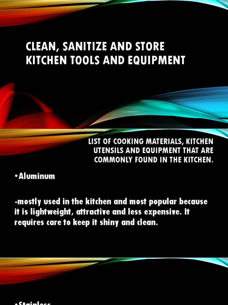 Clean, Sanitize and Store Kitchen Tools and | PDF | Kitchen Utensil | Knife
