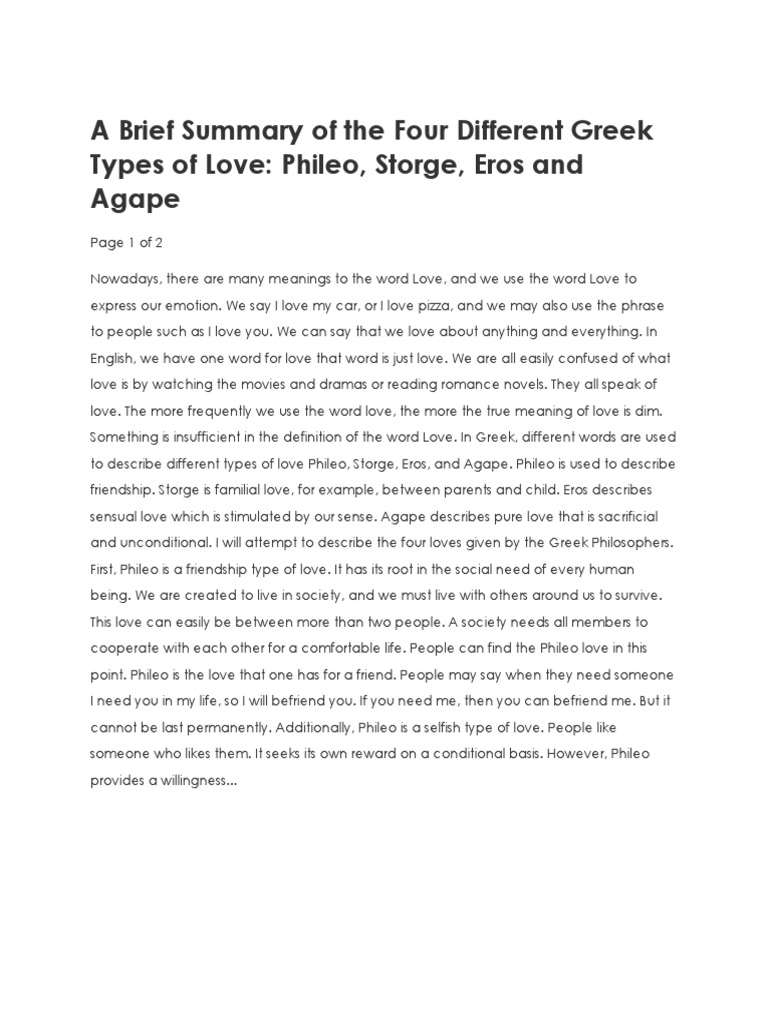 A Brief Summary of The Four Different Greek Types of Love | PDF | Love ...