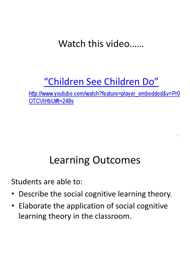 (8.4) Social Cognitive Learning Theory | PDF | Learning Theory ...