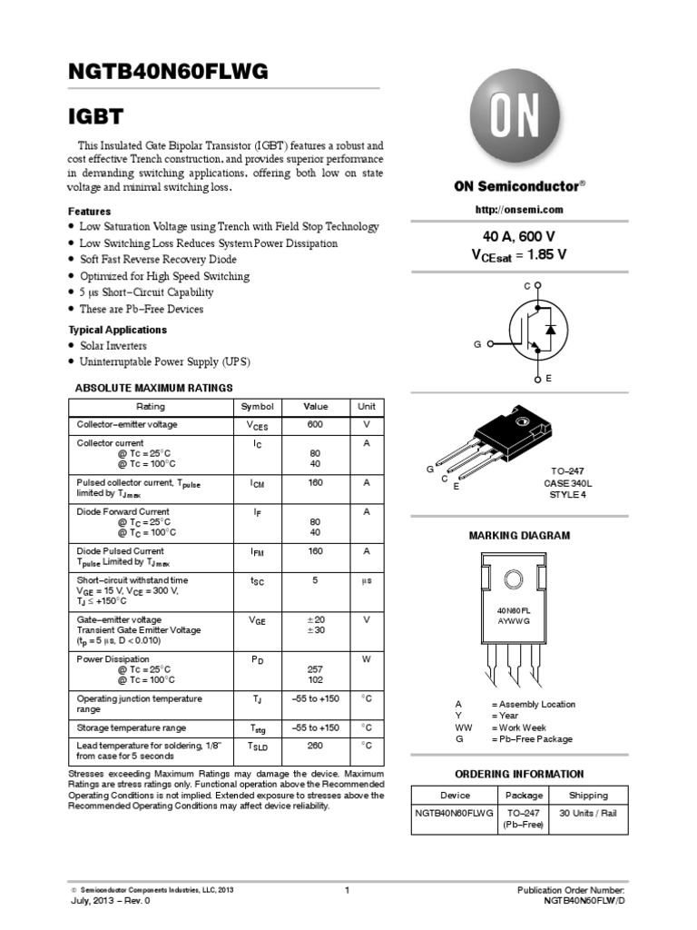 Igbt Datasheet | PDF | Diode | Electricity