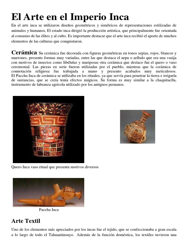 El Arte en El Imperio Inca | PDF | Imperio Inca | Artes (general)