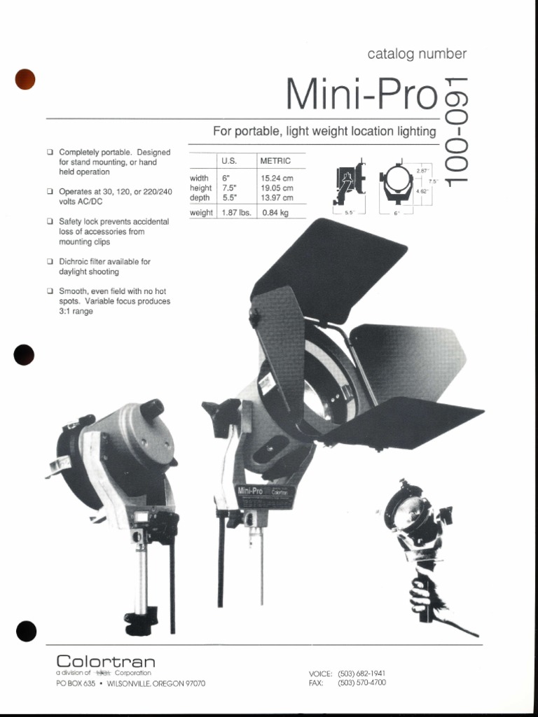Colortran Mini-Pro Spec Sheet 1995 | PDF | Lighting | Electricity