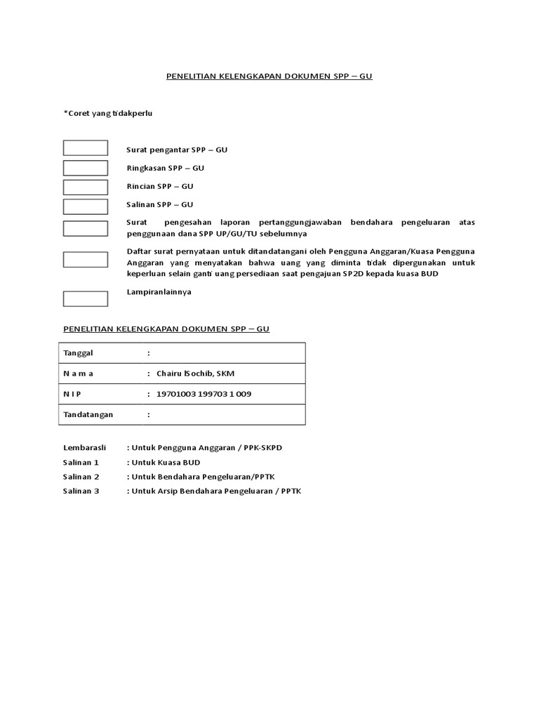 Penelitian Kelengkapan Dokumen SPP | PDF