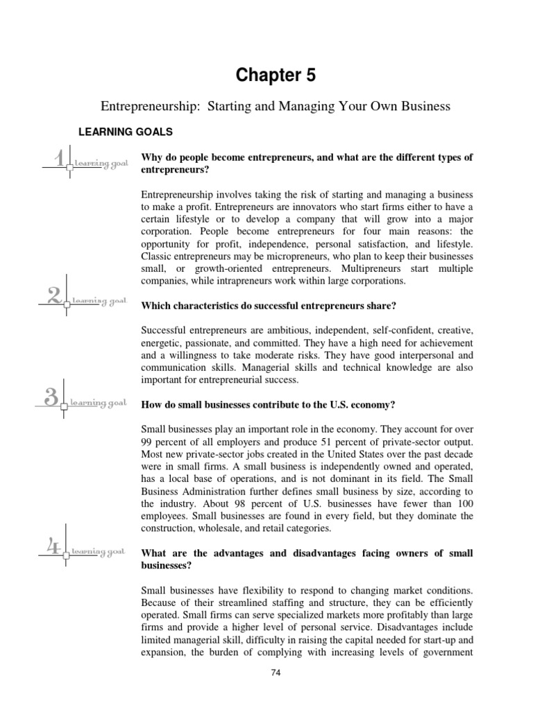 Entrepreneurship Starting and Managing Your Own Business | PDF | Small ...