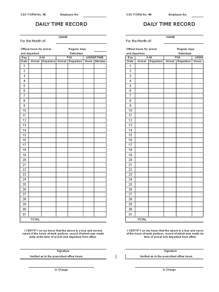 Blank DTR | PDF | Business