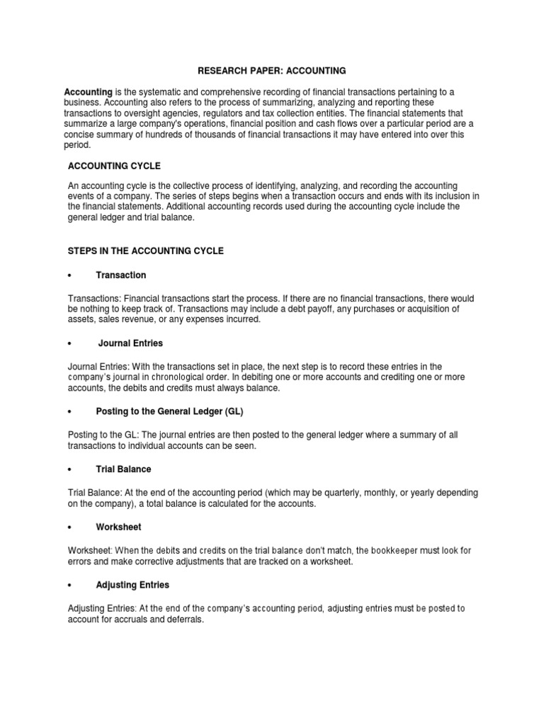 Accounting Research Paper Overview | PDF | Auditor's Report | Audit