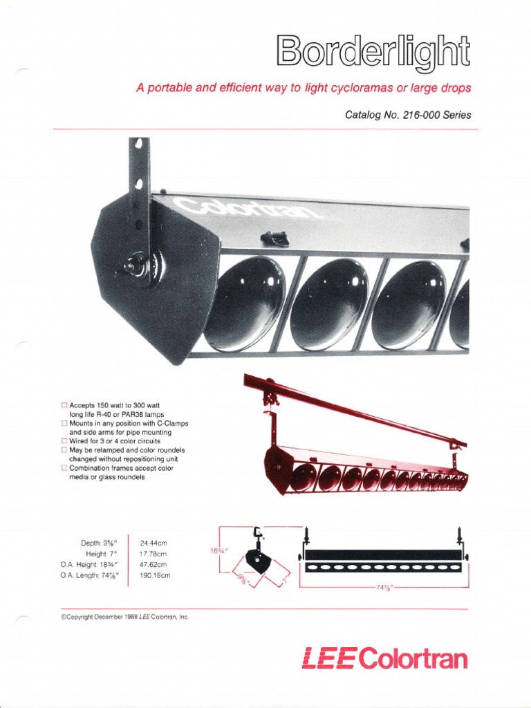 Lee Colortran Borderlight Spec Sheet 1988 | PDF | Electrical Connector ...
