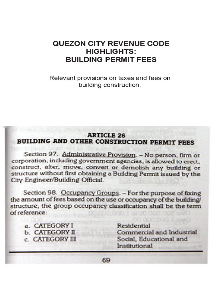 Quezon City Building Permit Fees | PDF