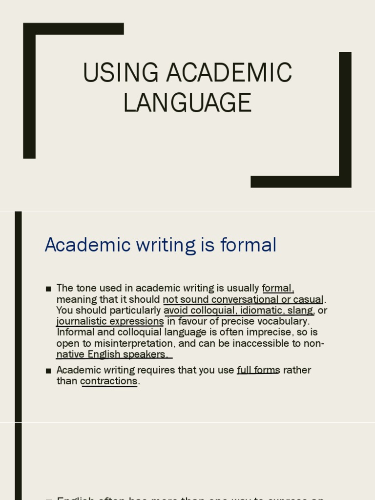 Using Academic Language | PDF | English Language | Phrase