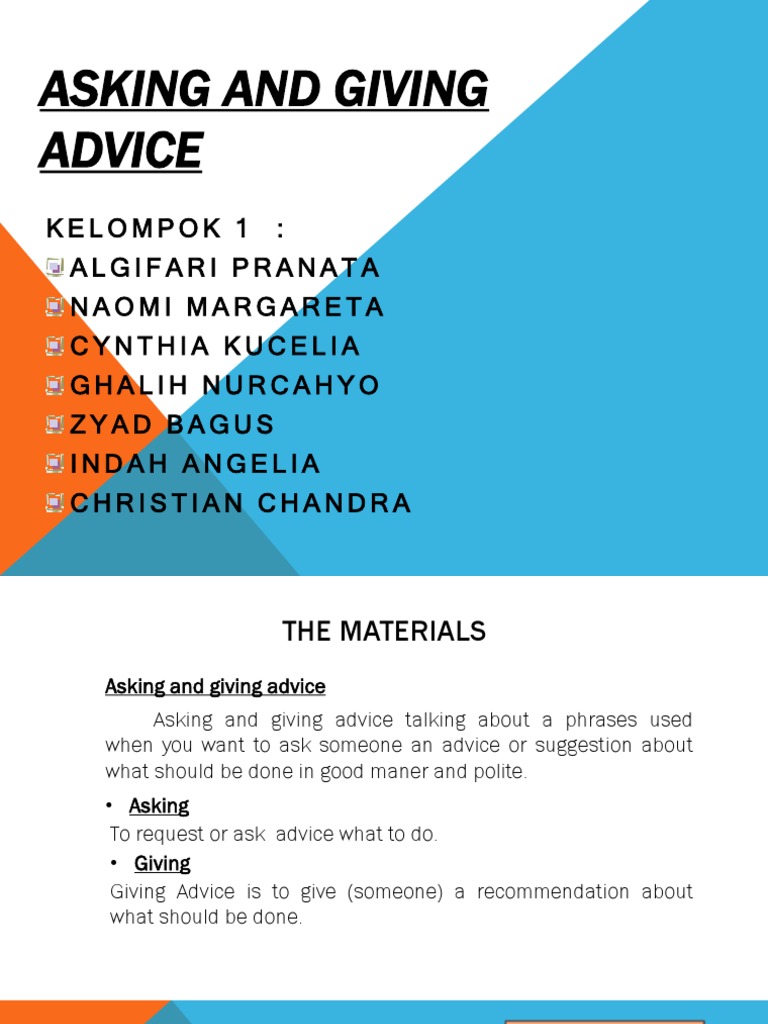 Asking and Giving Advice | PDF