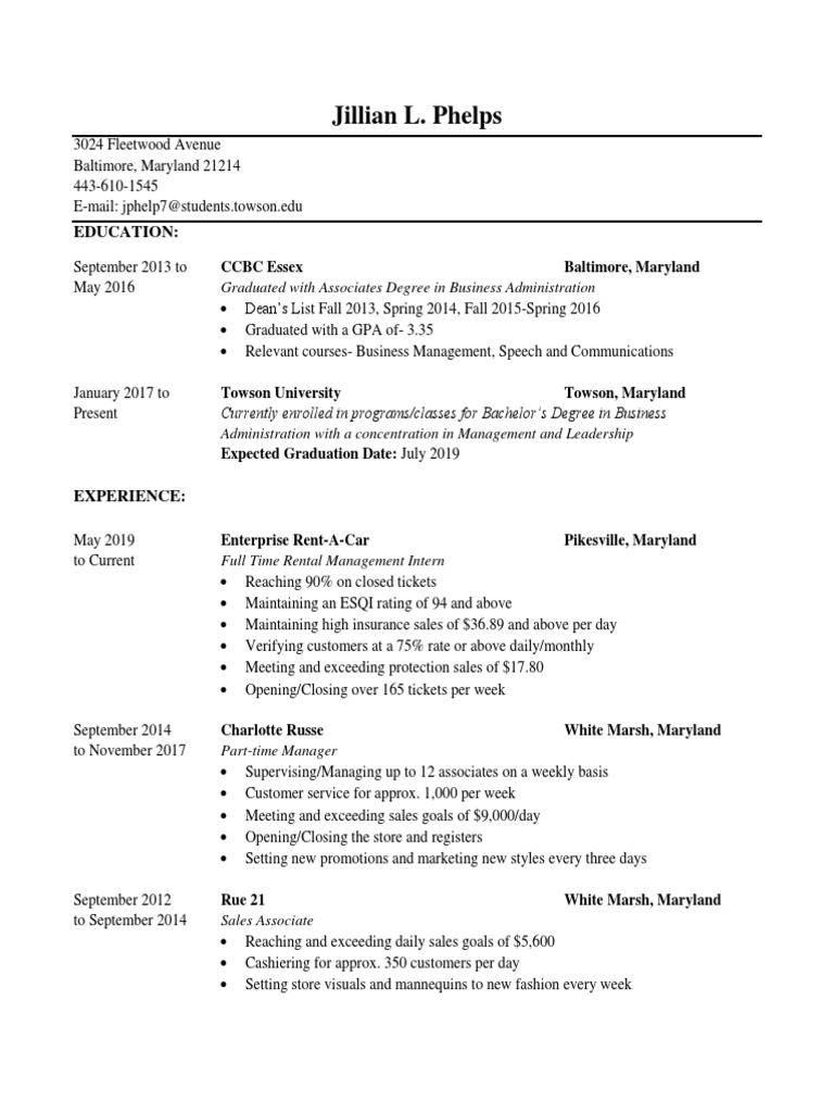 Jillianphelps Resume2019 | PDF