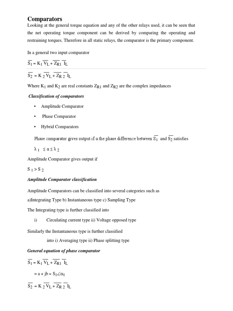 Classification of Comparators | PDF | Amplitude | Electronic Engineering