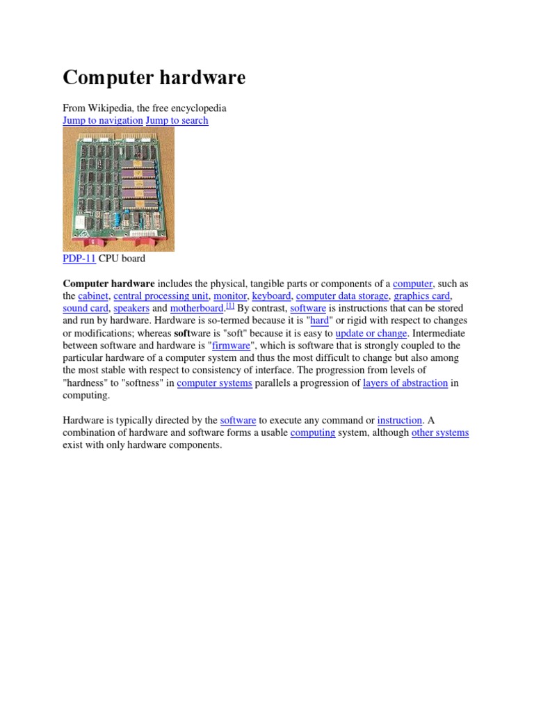 Computer Hardware: Computer Hardware Includes The Physical, Tangible ...