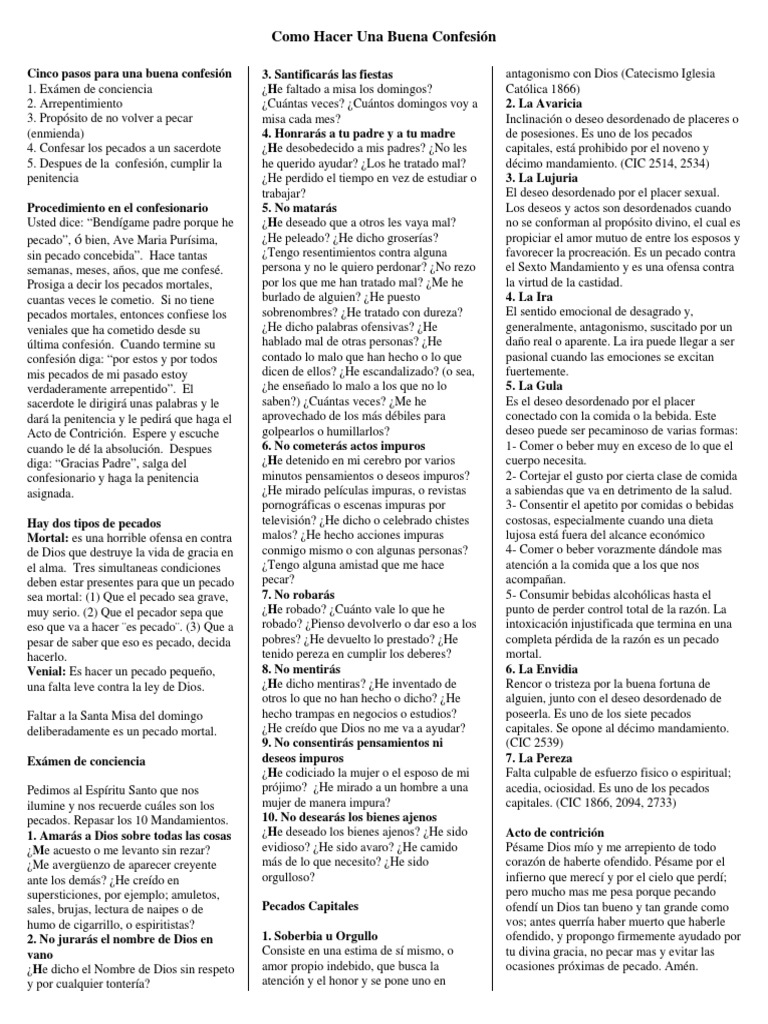 Confession Guide Como Hacer Una Buena Confesion PDF | PDF | Penitencia ...