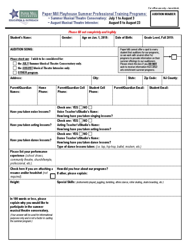 2019 Audition Manual Form | PDF | Audition | Singing