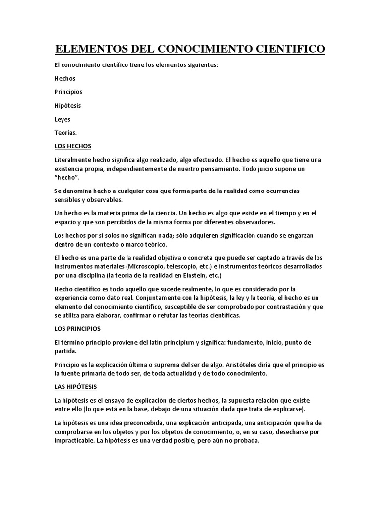Elementos Del Conocimiento Cientifico | PDF | Teoría | Hipótesis