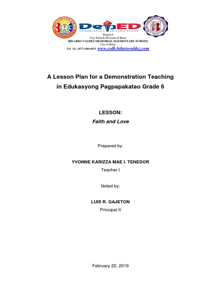 A Lesson Plan For A Demonstration Teaching | PDF | Lesson Plan | Teachers