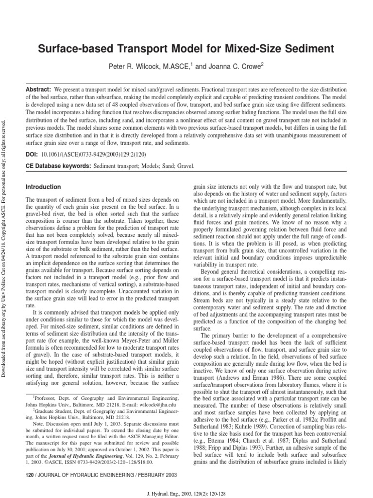 7 Surface-Based Transport Model For Mixed-Size Sediment | PDF ...